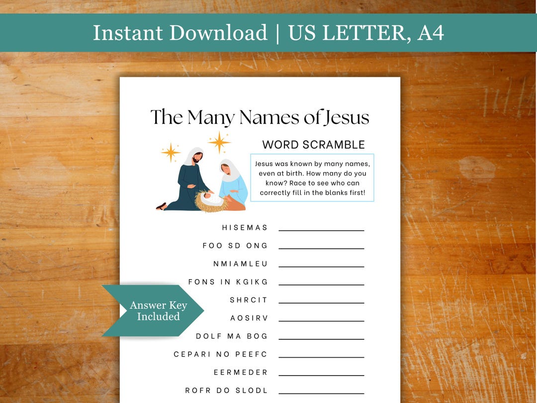 Jesus Names Word Scramble, Church Icebreaker Activity Adults, Teens ...