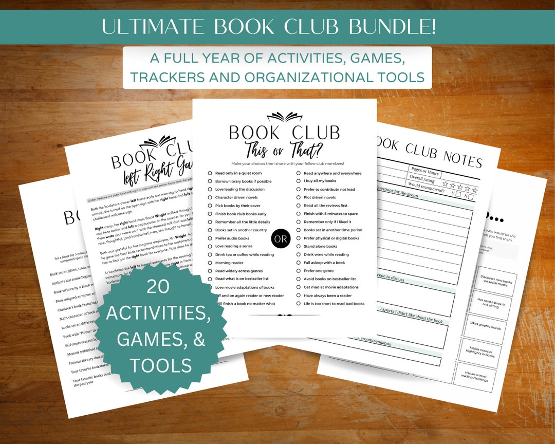 Book Club Activities, Instant Download Games for Book Club Icebreakers ...