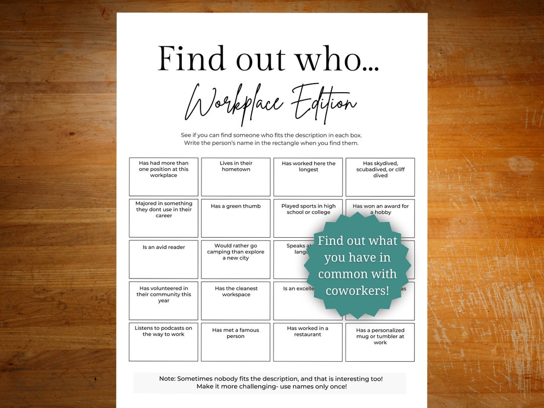 Office Party Game, Icebreaker Game for Employees, Coworker Game or ...