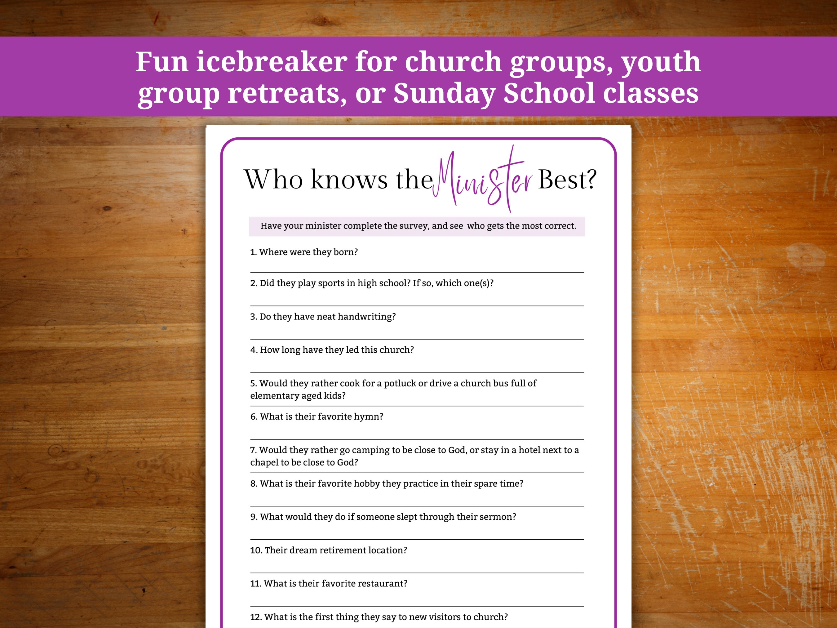 Church Group Icebreaker Game, Activity for Youth Groups, Get to Know ...