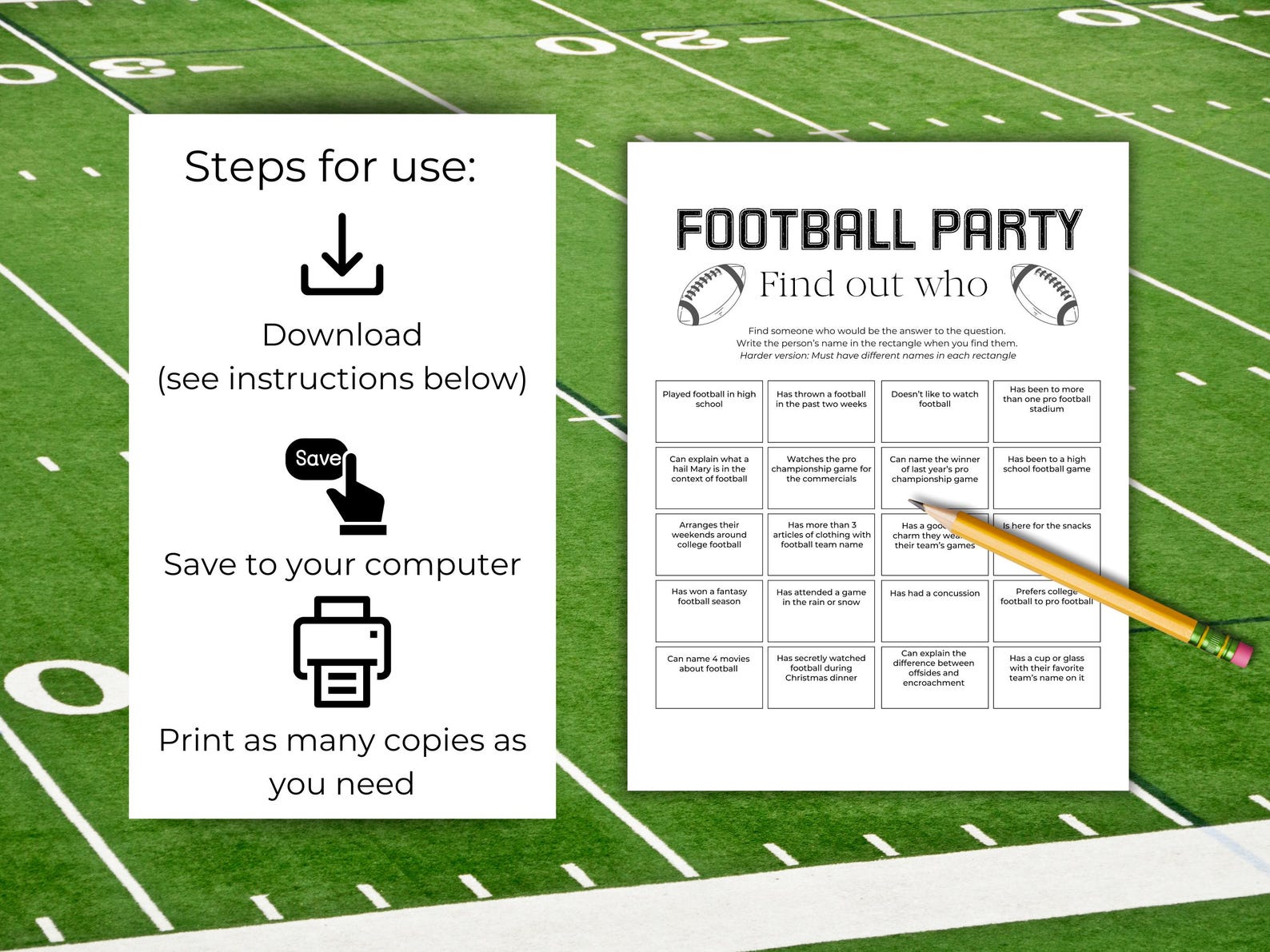 Game Day Football Party Game, Football Party Game, Football Find the ...