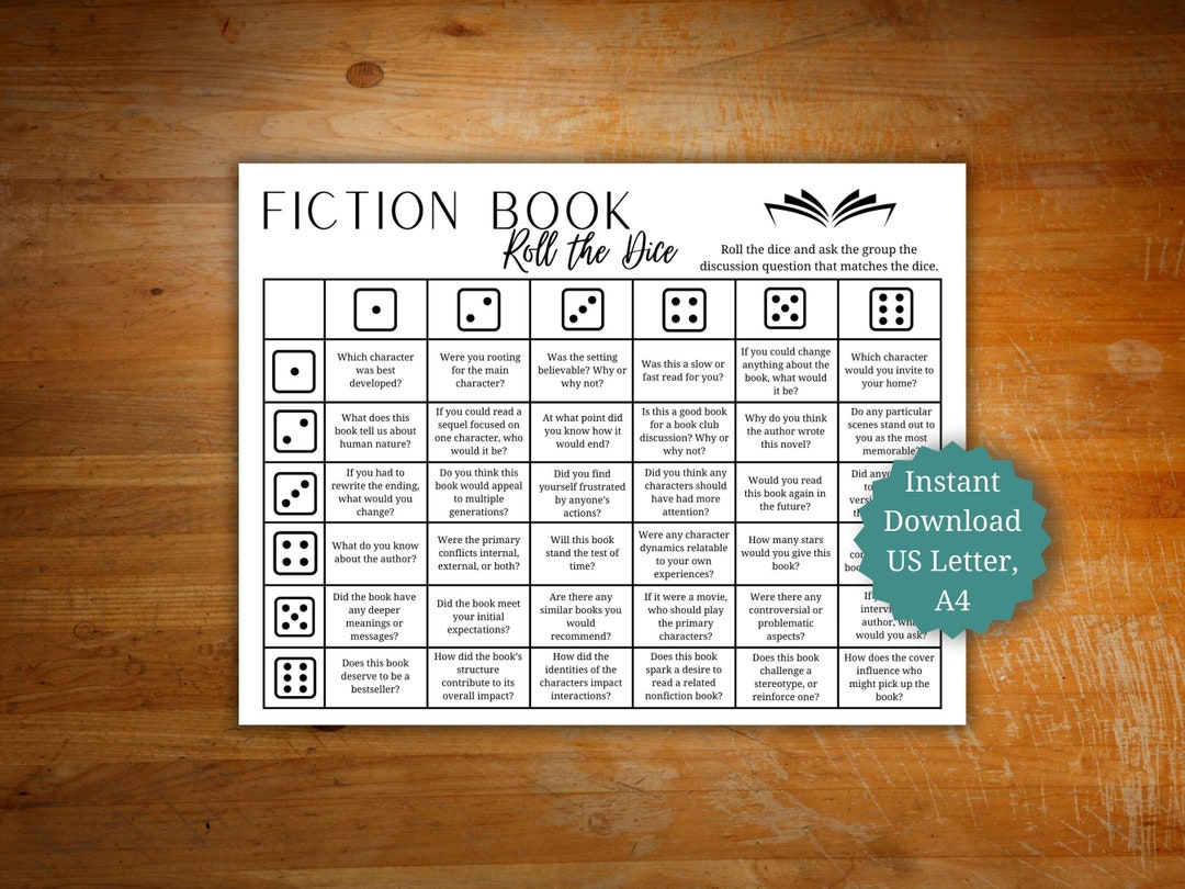 Book Club Game for Discussion, Book Club Questions, Fiction Book ...