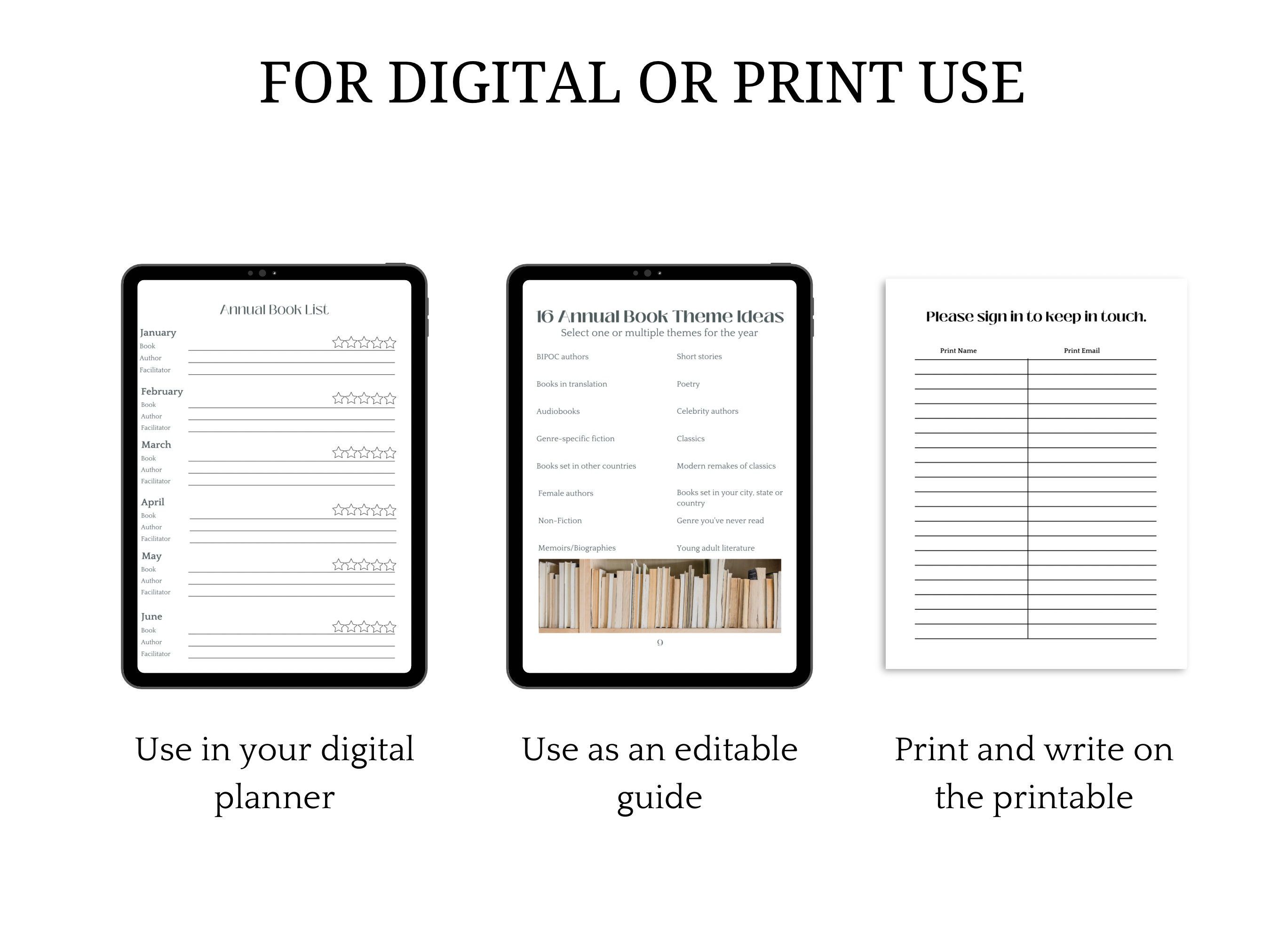 Book Club Guide Digital Download Editable Template, Book Club Planner ...
