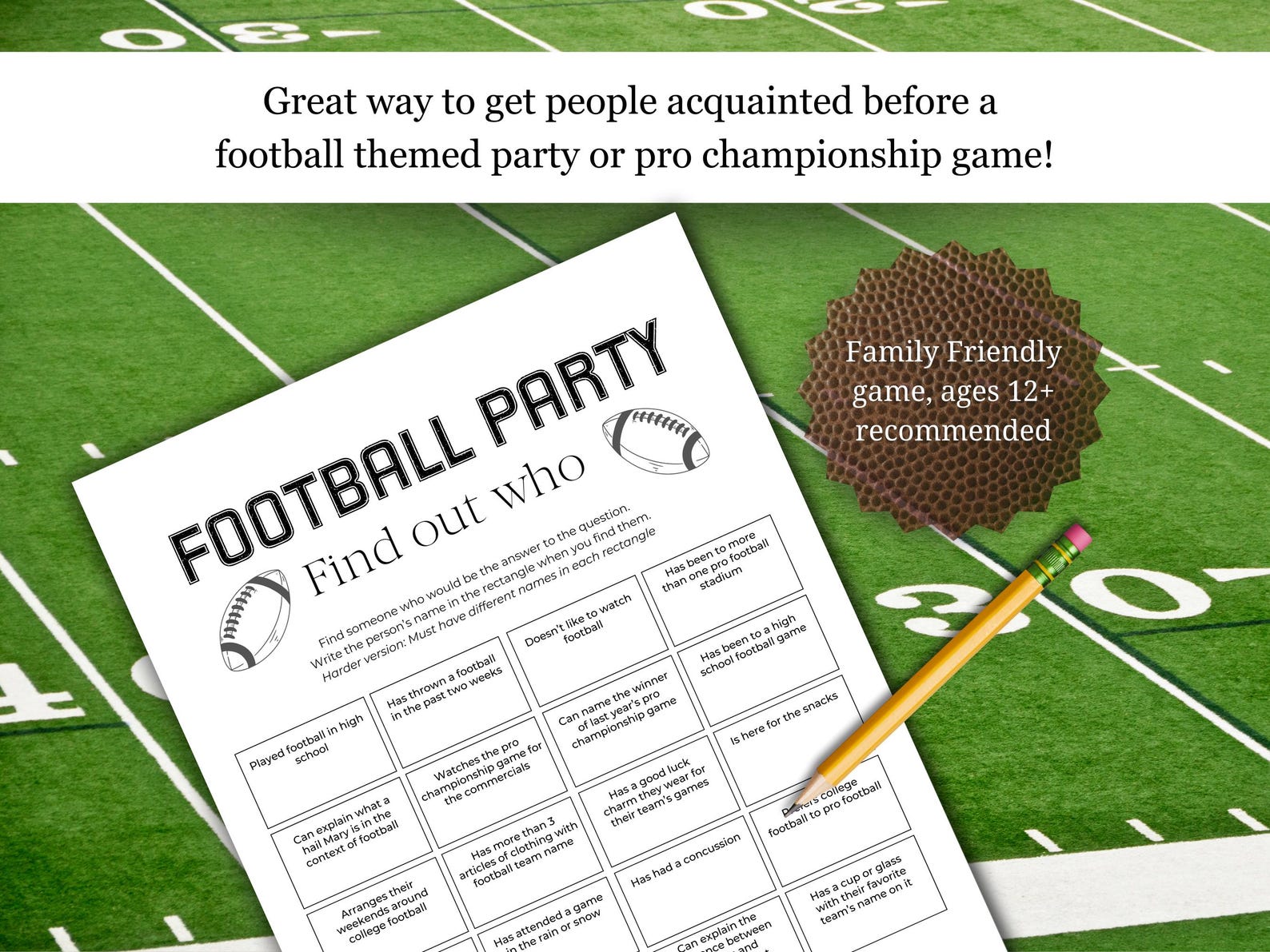 Game Day Football Party Game, Football Party Game, Football Find the ...