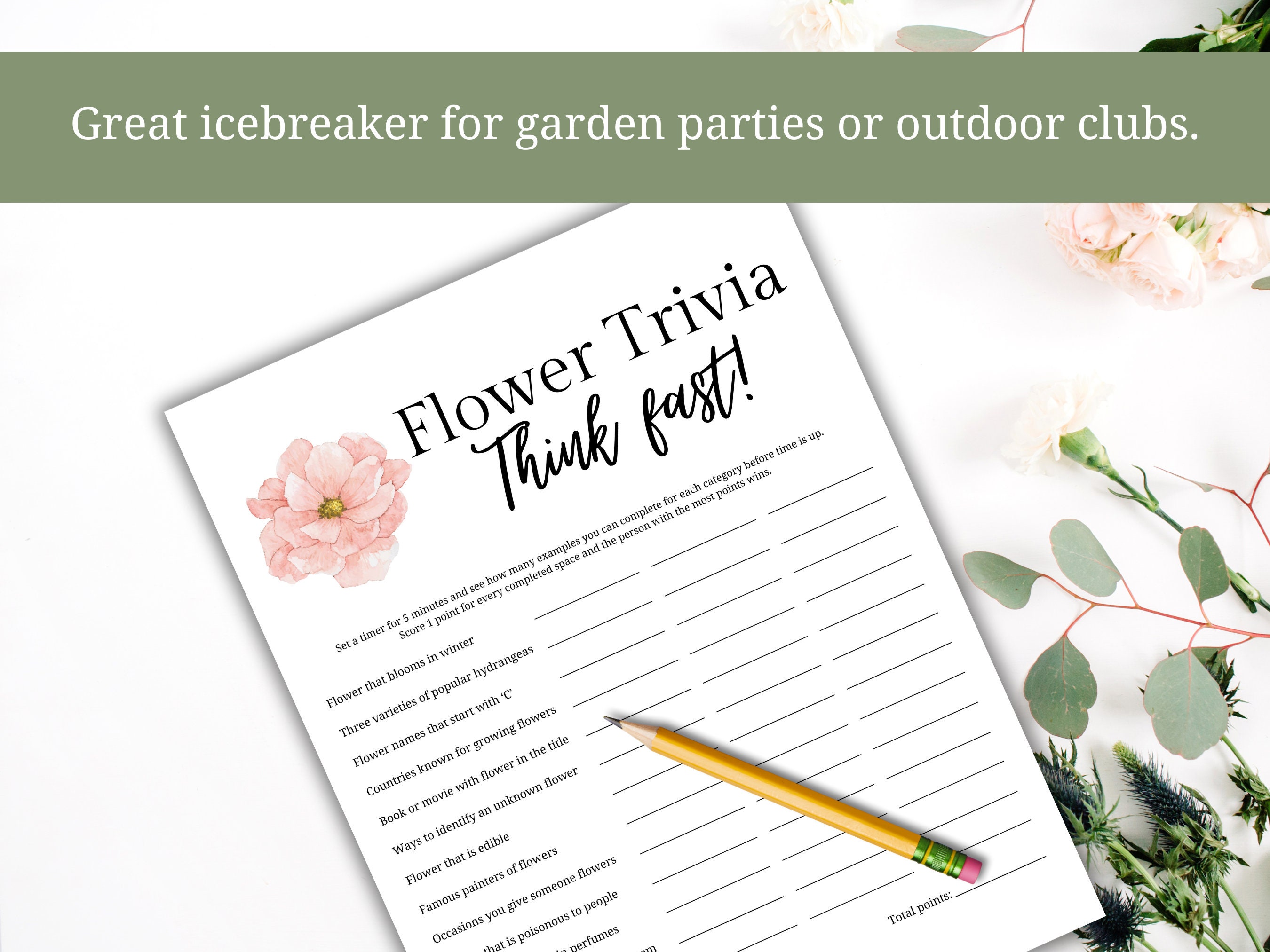 Flowers Game Bundle for Gardeners, Flower Trivia Game for Garden ...