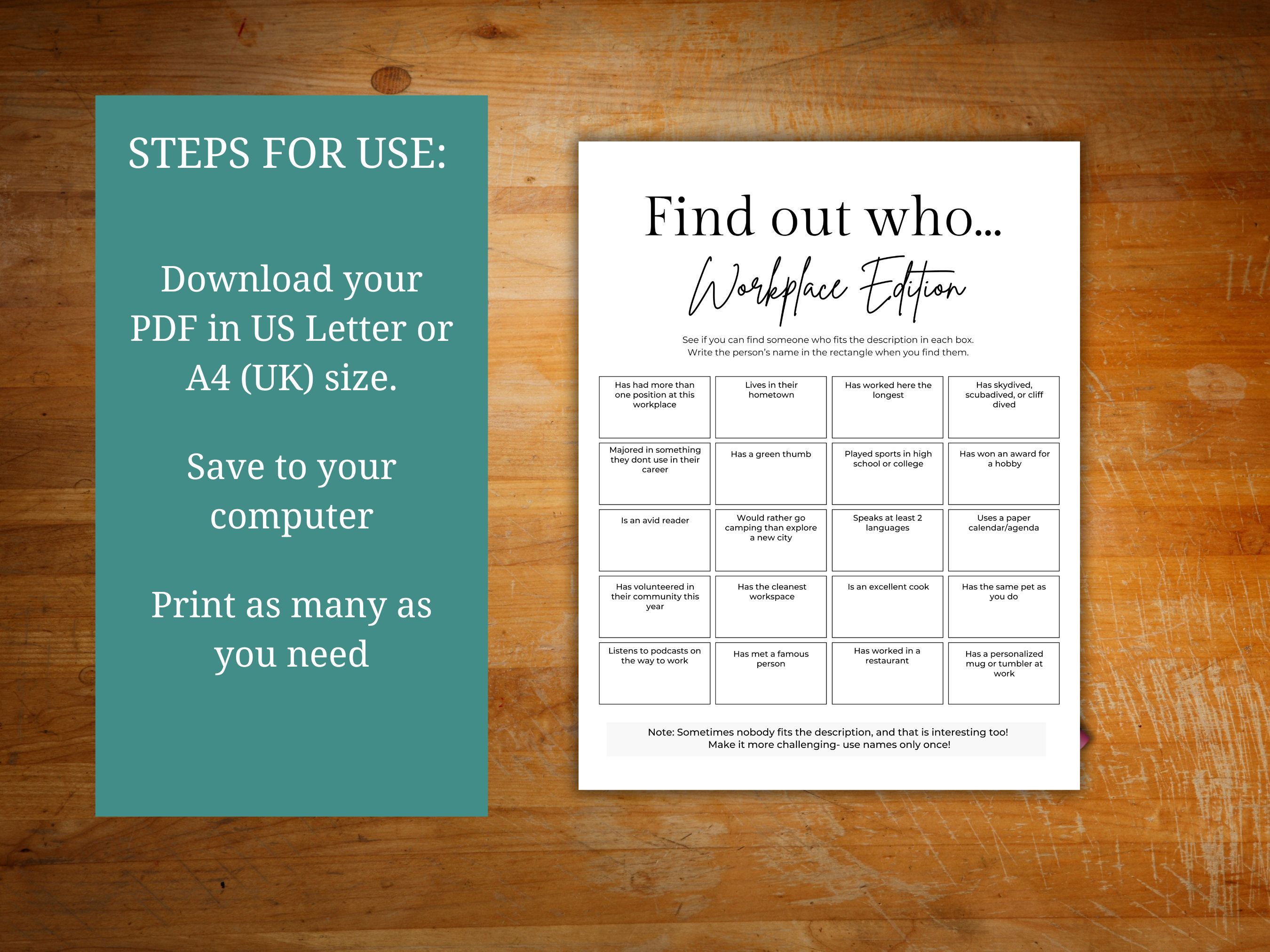 Office Party Game, Icebreaker Game for Employees, Coworker Game or ...