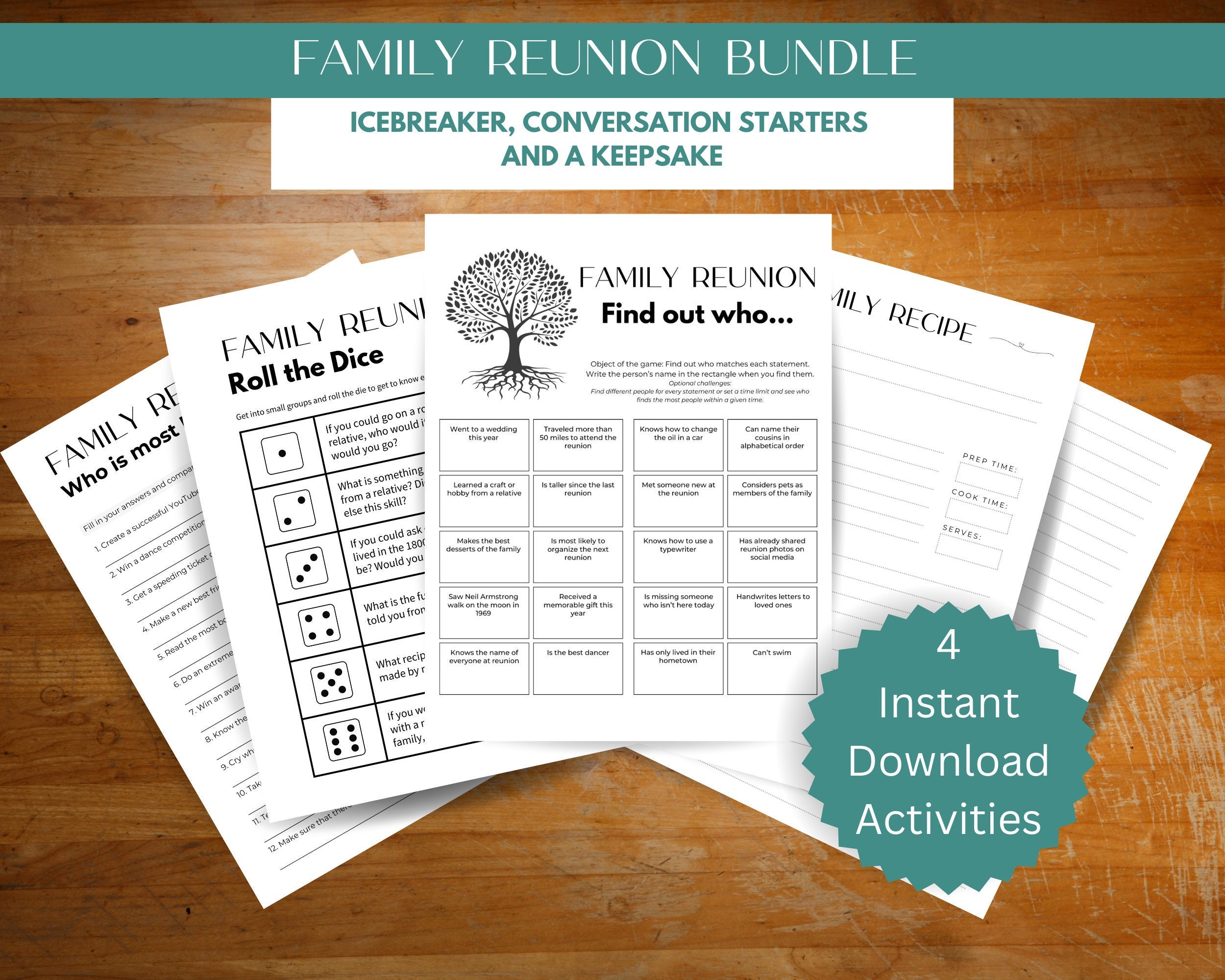 Family Reunion Icebreaker Game, Printable Game for a Family Reunion ...