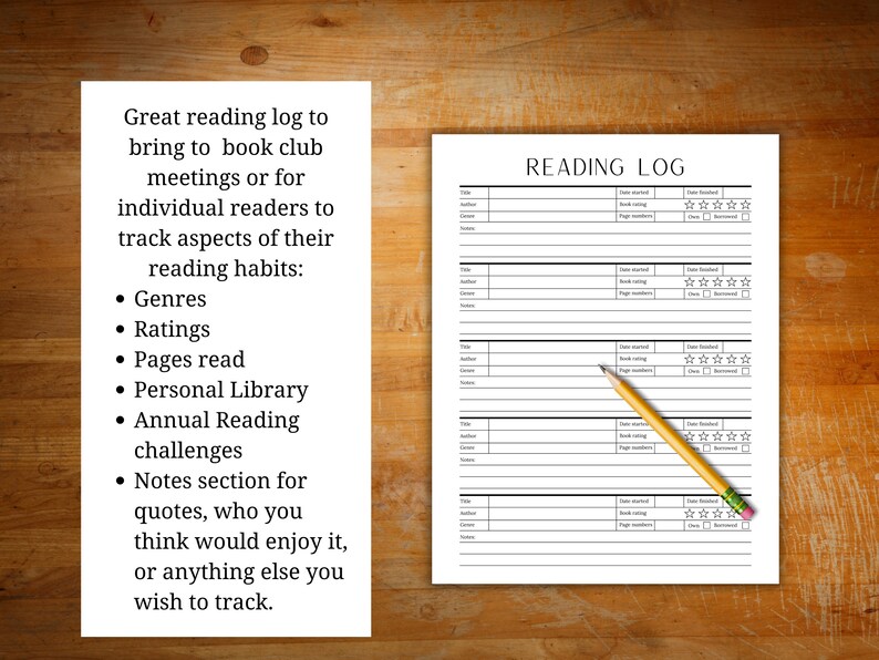2026 Annual Reading Log for Book Club or Reading Tracker and Book ...