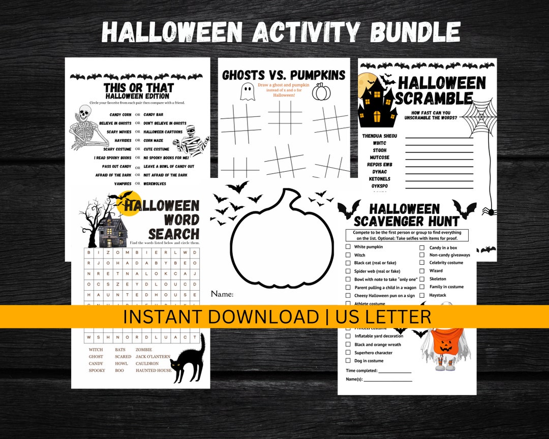 Printable Halloween Game Bundle and Activity Kit, Trick or Treat Game ...