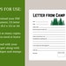 Letter From Camp Printable PDF for Kids, Summer Camp Stationery Instant ...
