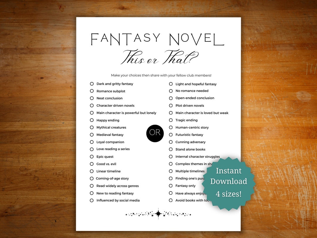 Fantasy Book Club Ice Breaker Game, Holiday Game for Book Club, Fantasy ...