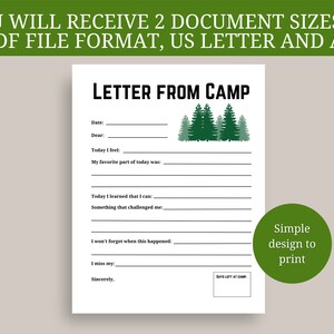 Letter From Camp Printable PDF for Kids, Summer Camp Stationery Instant ...
