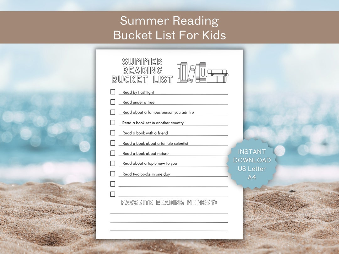 Summer Reading Activity, Reading Bucket List for Kids, Summer Reading ...