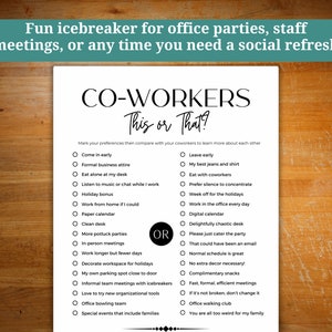 Fun Office Icebreaker Game, This or That Game, Office Party Game, Game ...
