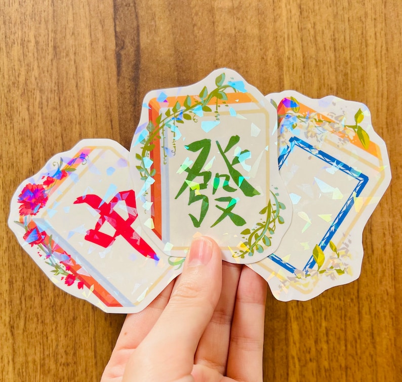 Holographic Mahjong Dragon Stickers - Etsy