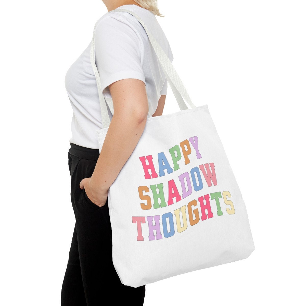 Tote Bag With Happy Shadow Thoughts Print, Bookish Tote Bag Gift - Etsy