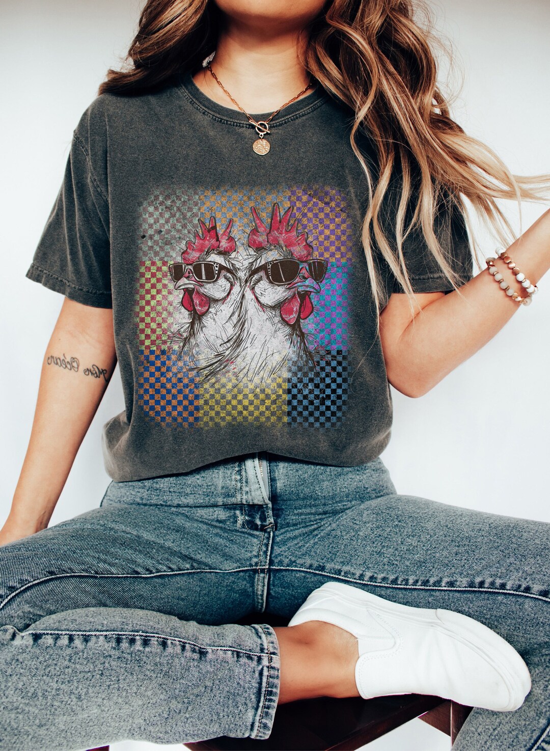 Retro Chicken Tshirt, Cool Chicken Tee Chicken Shirt, Funny Chickens ...