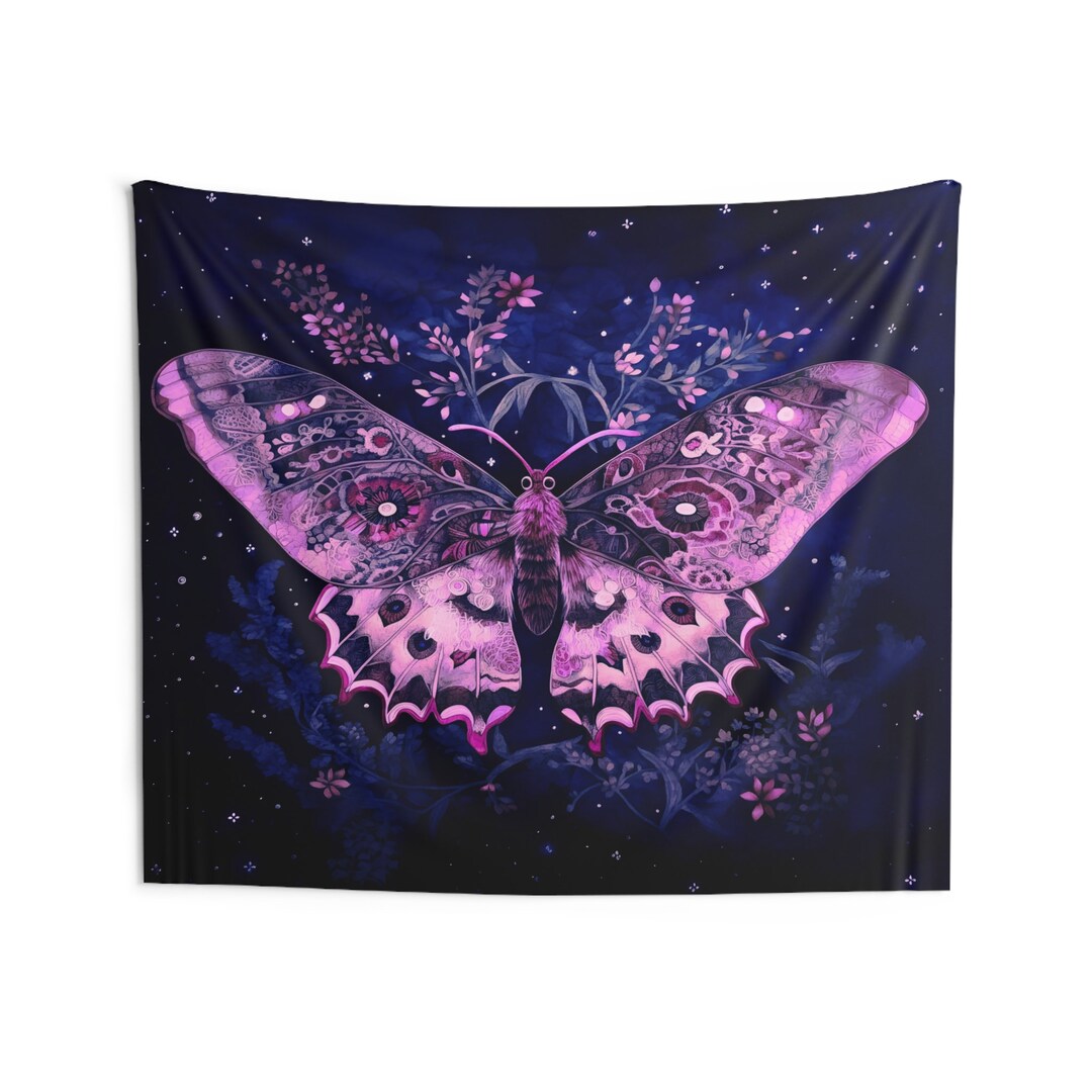 Pink Night Moth Tapestry, Decor Delight for Goth Enthusiasts, Unique ...
