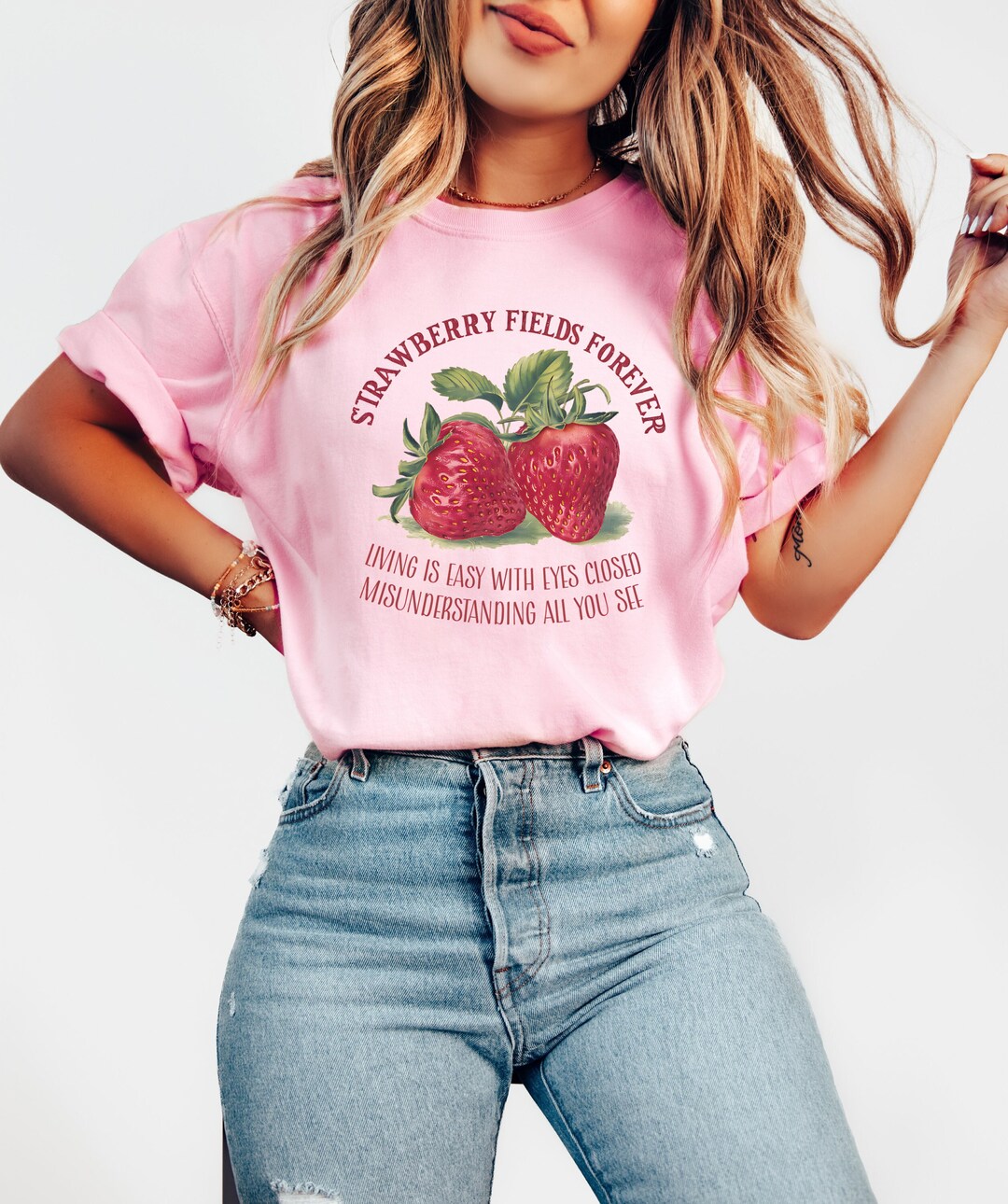 Strawberry Fields Forever T-shirt, Strawberry Shirt, Fruit Lover Shirt ...
