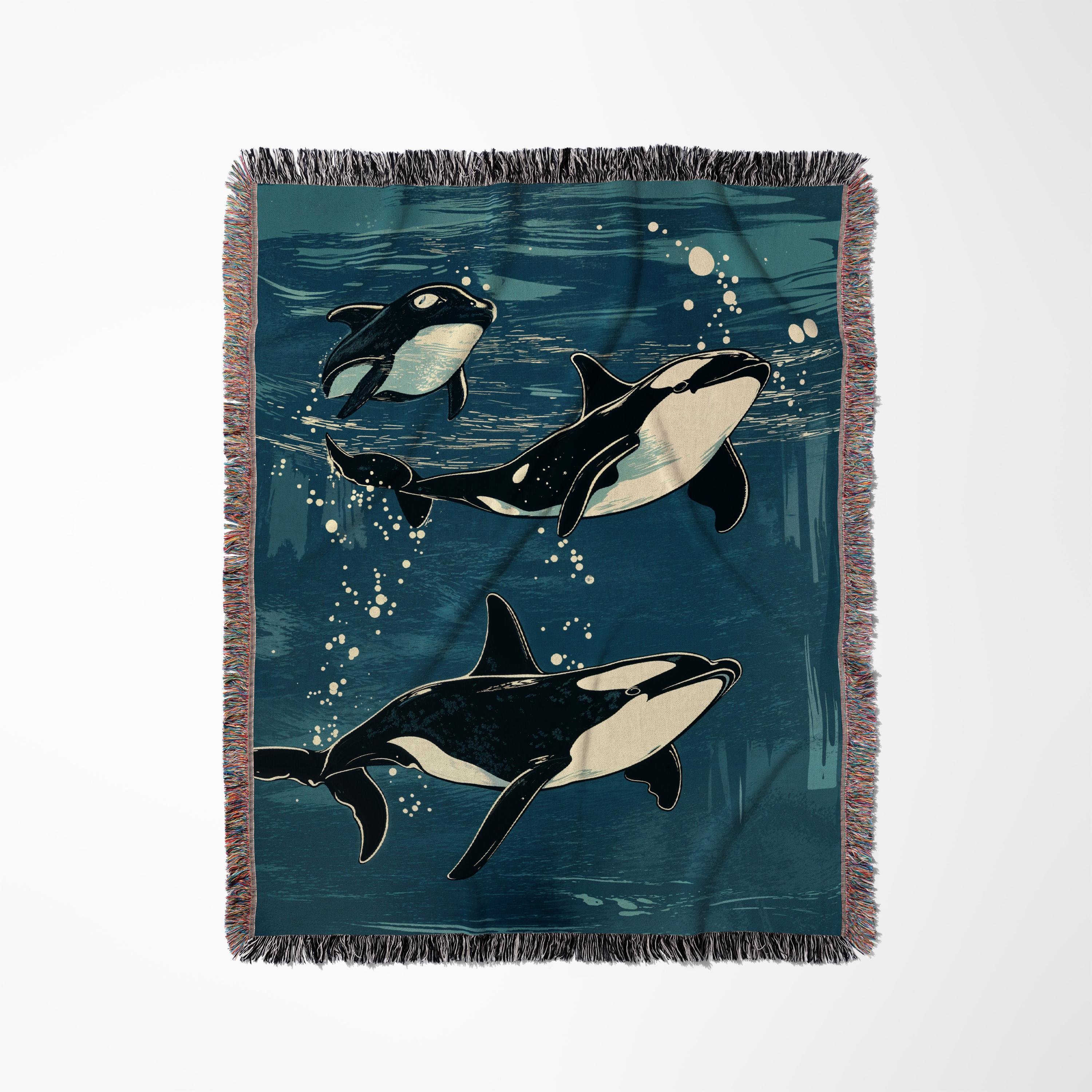 Orca Woven Throw Blanket Gift for Her, Ocean-inspired Whale Design ...