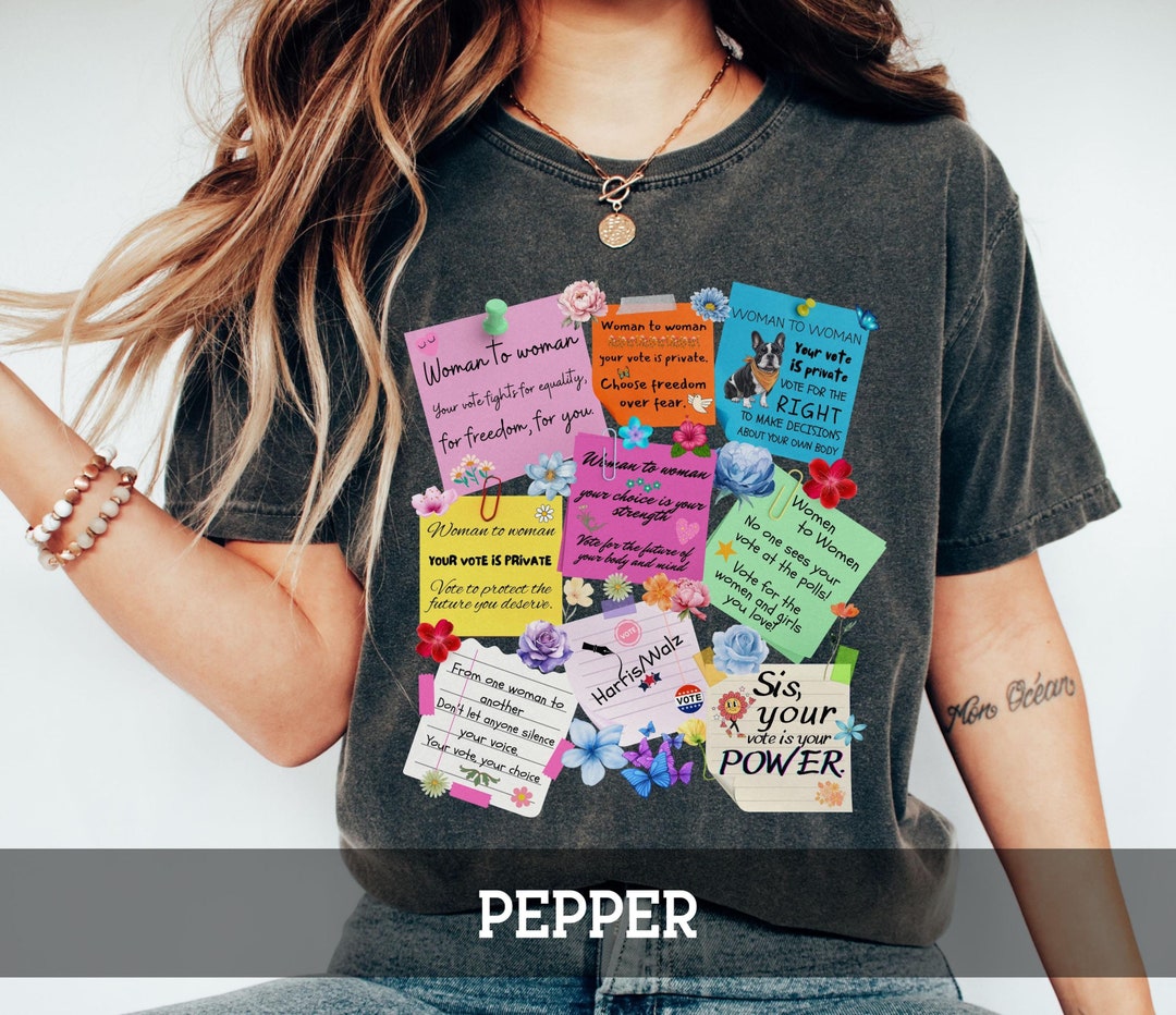 Kamala Harris Tshirt, Woman to Woman Post-it Notes Sweatshirt, Sticky ...