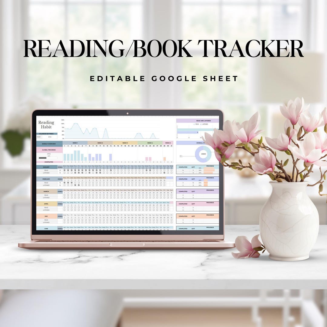 Reading Tracker Google Sheets: Digital Book Journal & Photo Gallery - Etsy