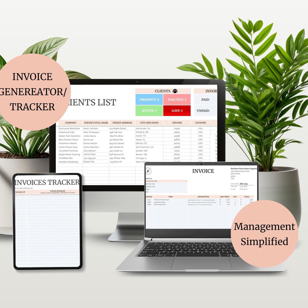 Google Sheets Invoice Tracker: Small Business Billing Template (PDF ...