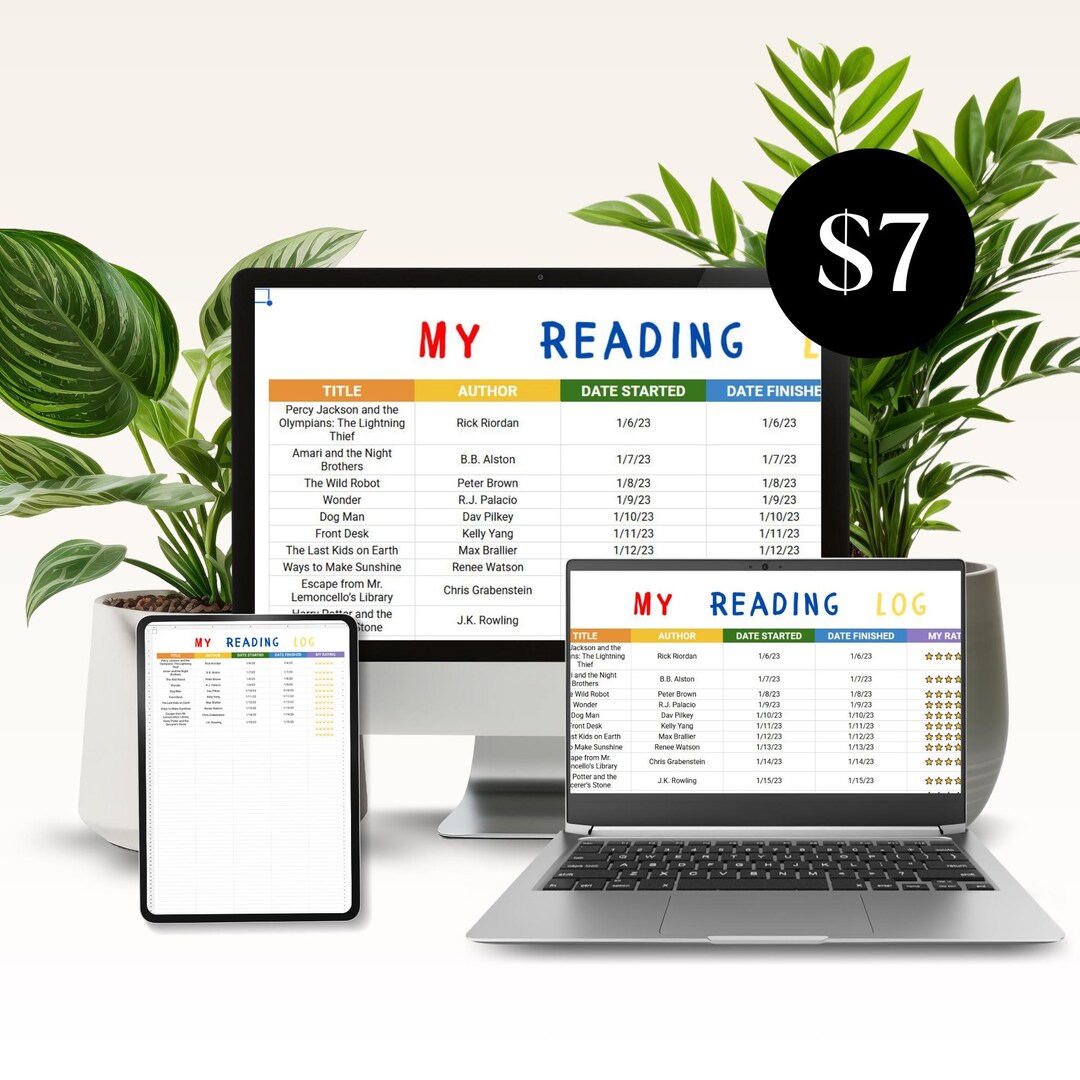 Editable Kids Book Log Google Sheets Reading Tracker With Wishlist ...