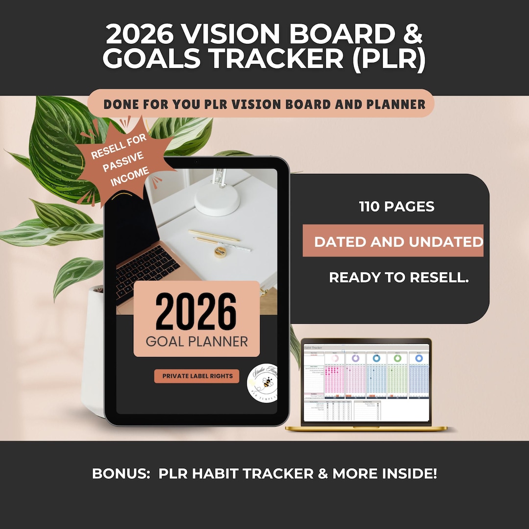 2026 Goal Planner Editable Canva Templates PLR, Yearly Monthly Goal ...