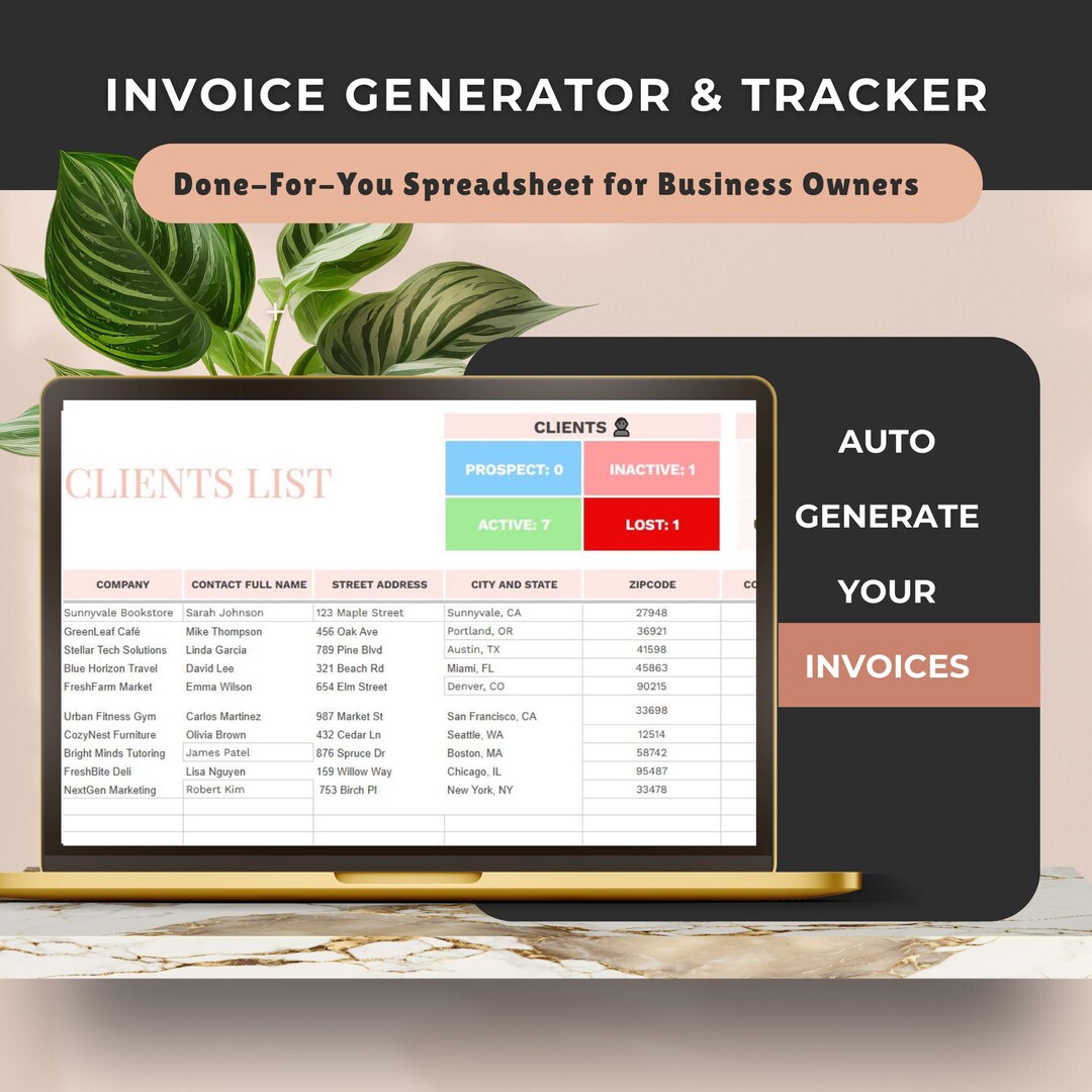 Invoice Generator and Tracker Spreadsheet, Google Sheets Invoice ...