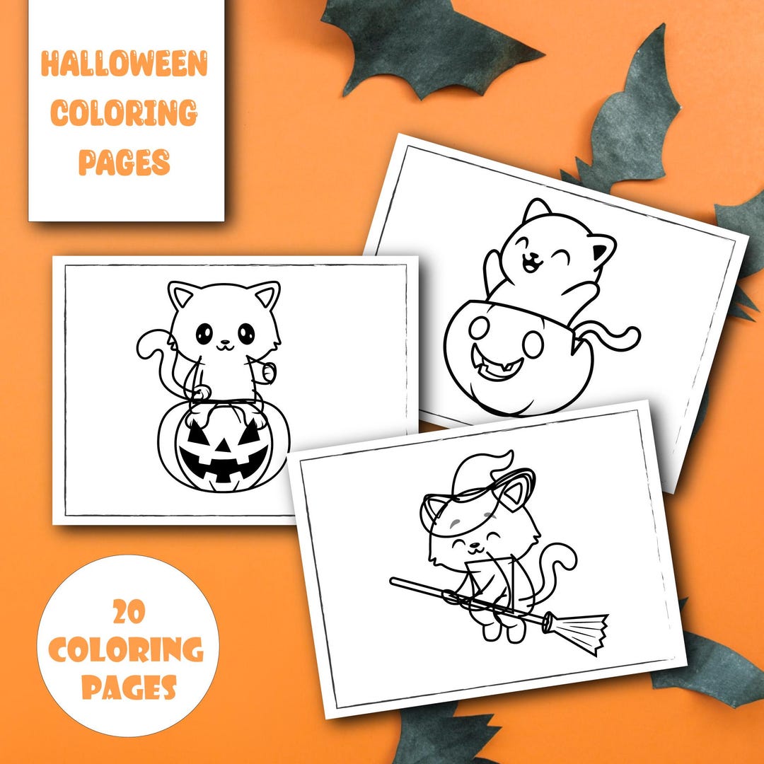 Halloween Coloring Book Pages for Kids - Etsy