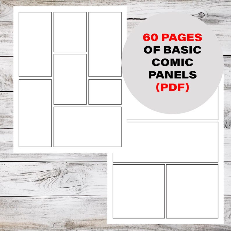 Basic Comic Book Template With 60 Printable Pages, Art Box Frames ...