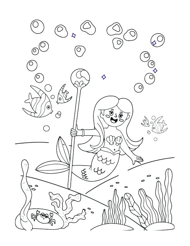 Printable Mermaid Coloring Pages for Kids | Ocean Mermaid Birthday ...