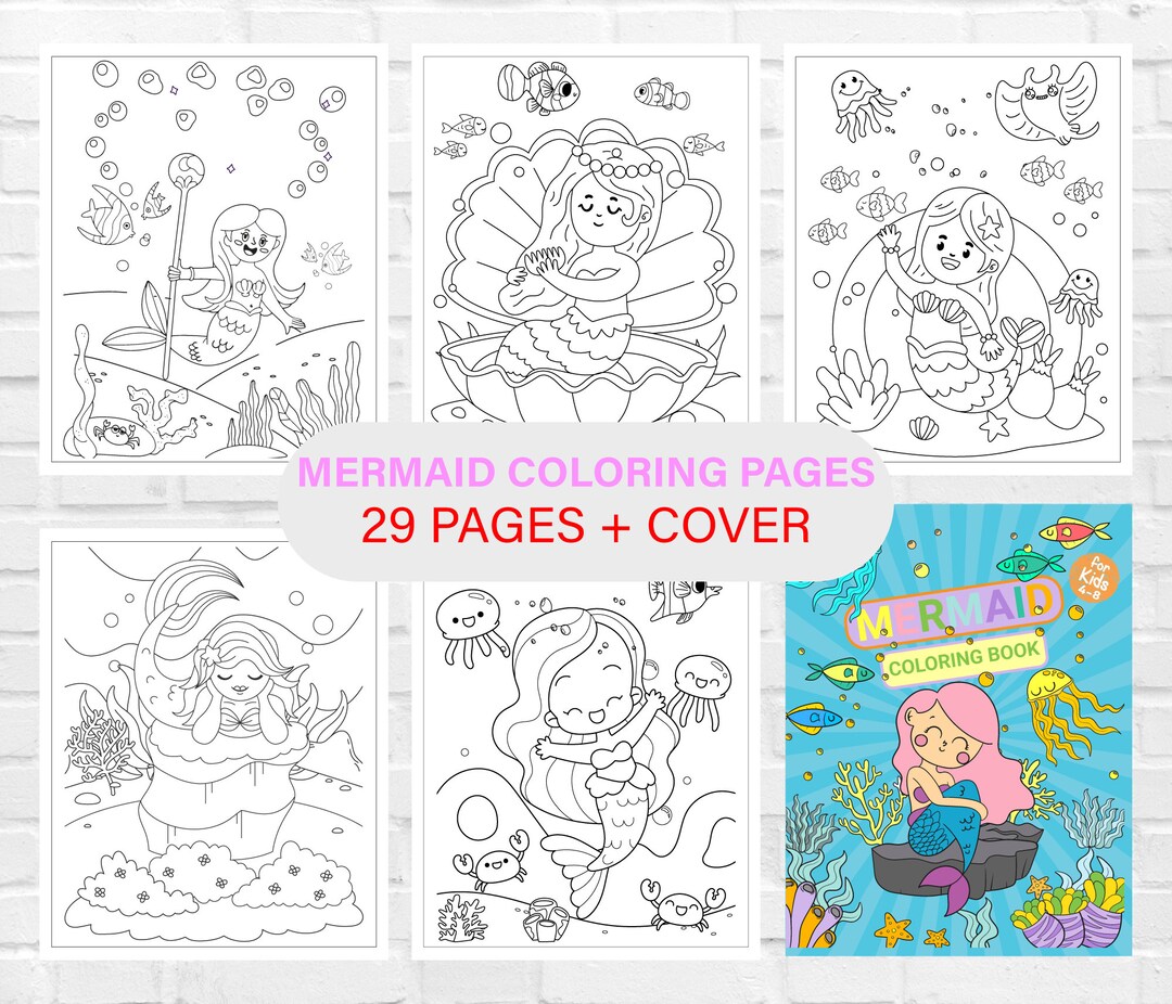 Printable Mermaid Coloring Pages for Kids | Ocean Mermaid Birthday ...