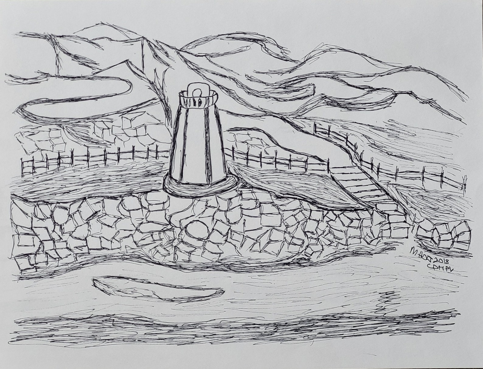 Light on Stone – Original Ink Sketch, 9 X 12" - Etsy