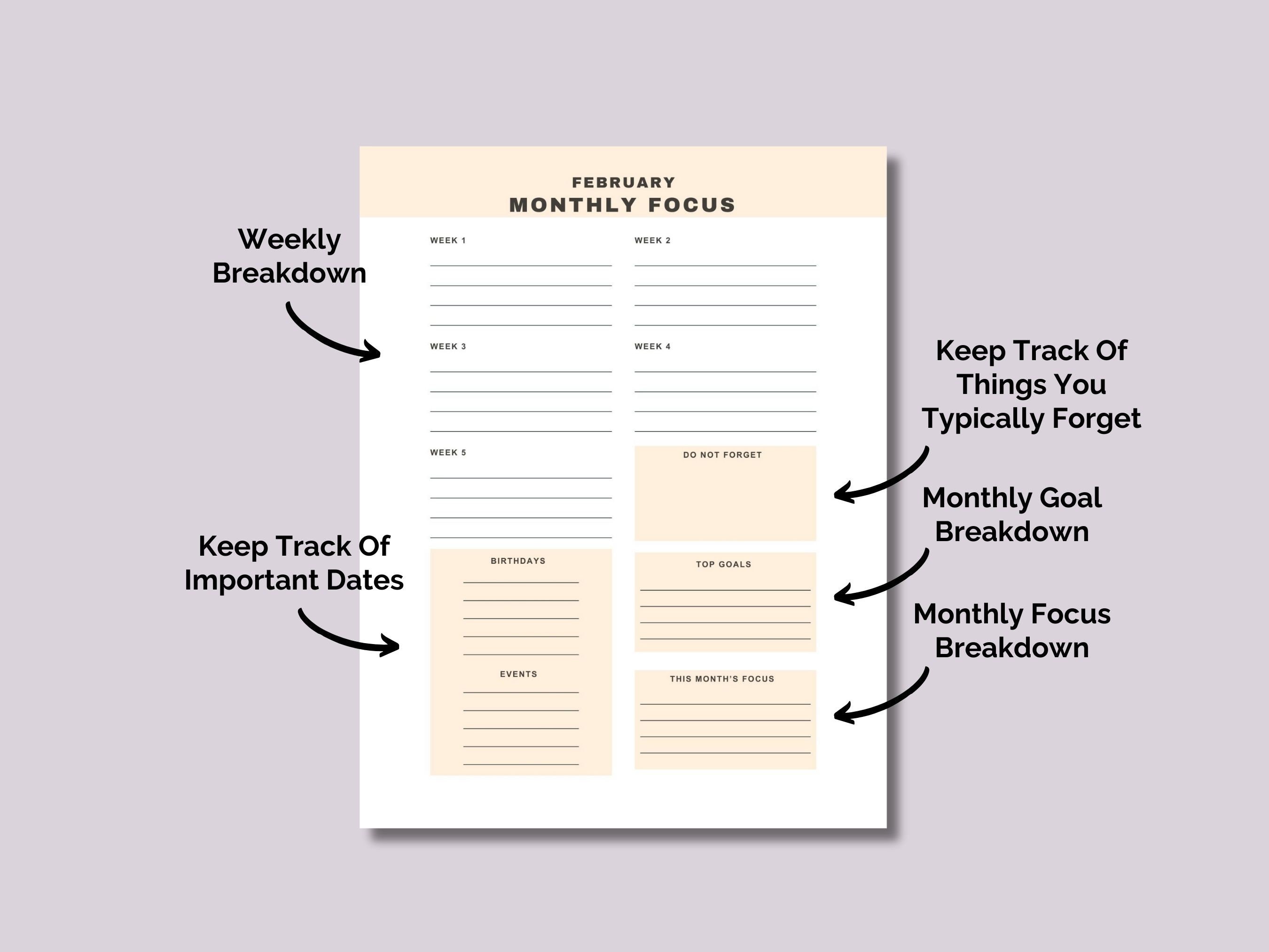 2024 Monthly Planner, 2024 Goals, 2024 Monthly Focus, and 2024 Monthly ...