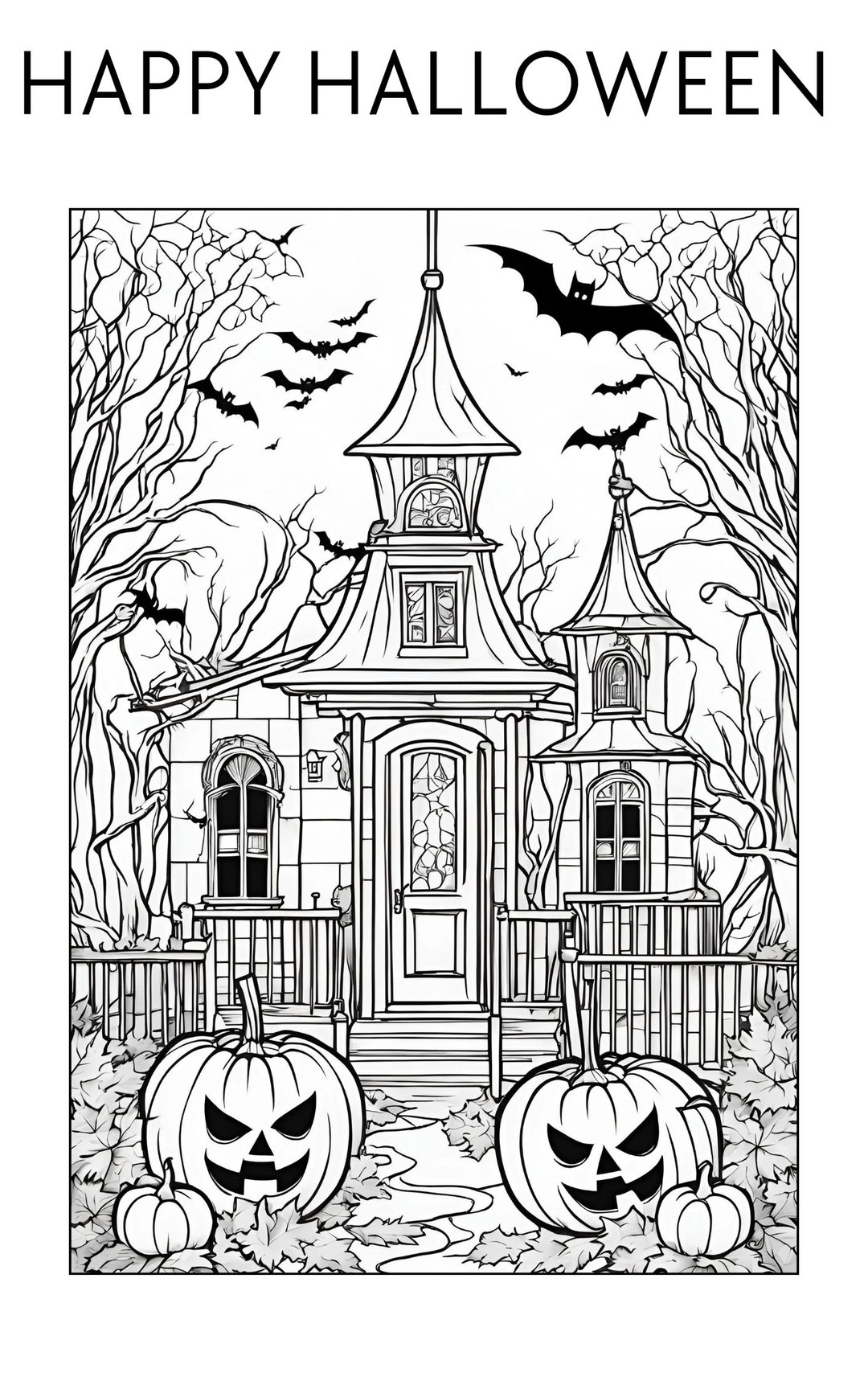Happy Halloween Coloring Pages. Digital Coloring Book. PDF Printable ...