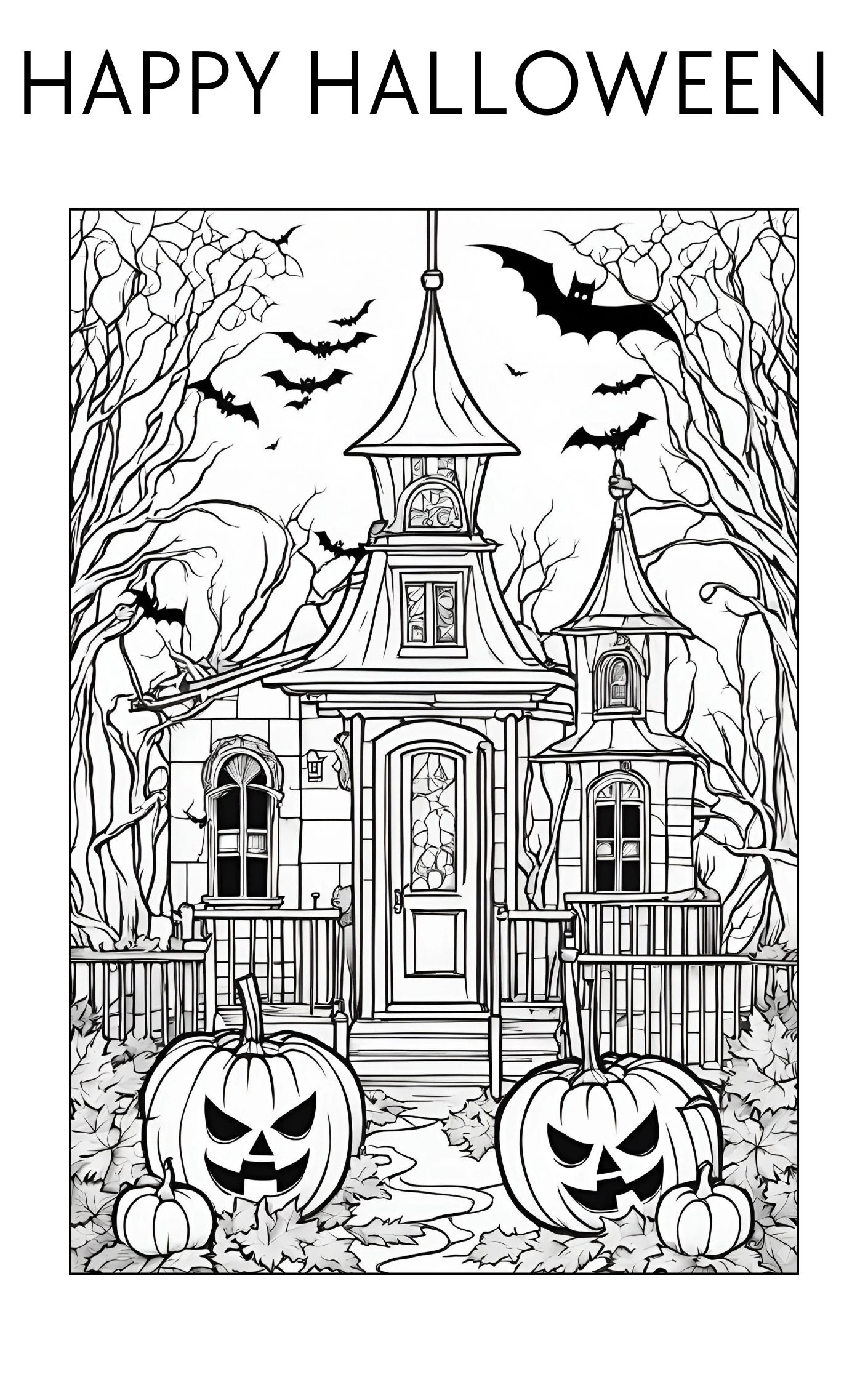 Happy Halloween Coloring Pages. Digital Coloring Book. PDF Printable ...