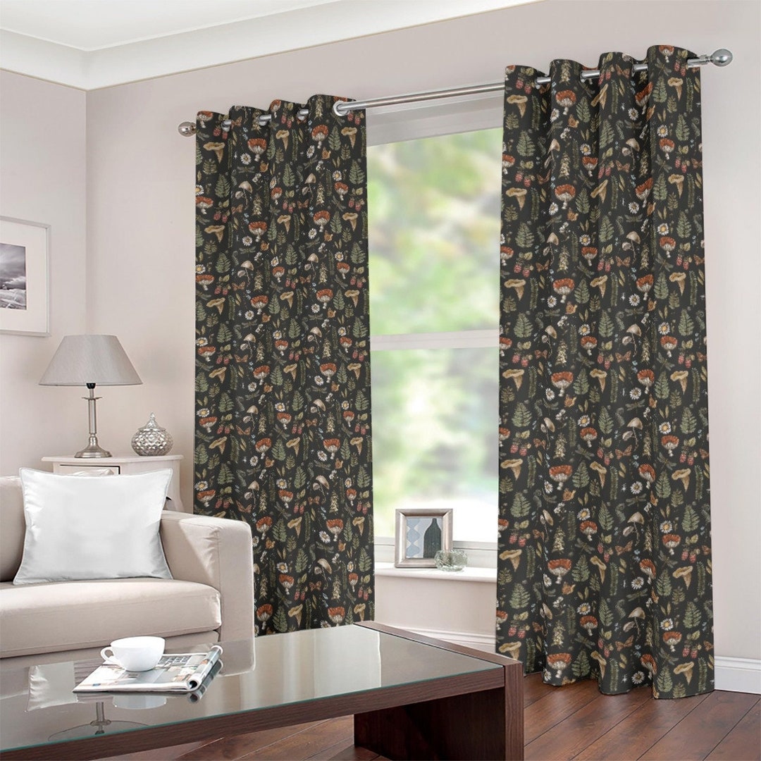 Enchanted Forest Window Curtains, Dark Cottagecore, Tapestry Aesthetic ...