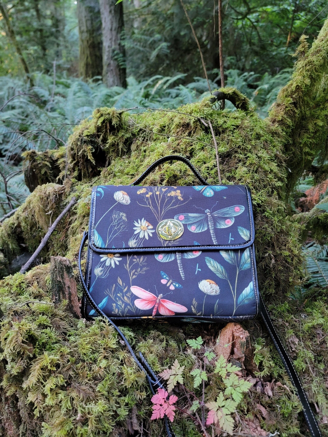 Dark Cottagecore Purse, Moth Dragonfly Handbag, Witchy Satchel Bag ...