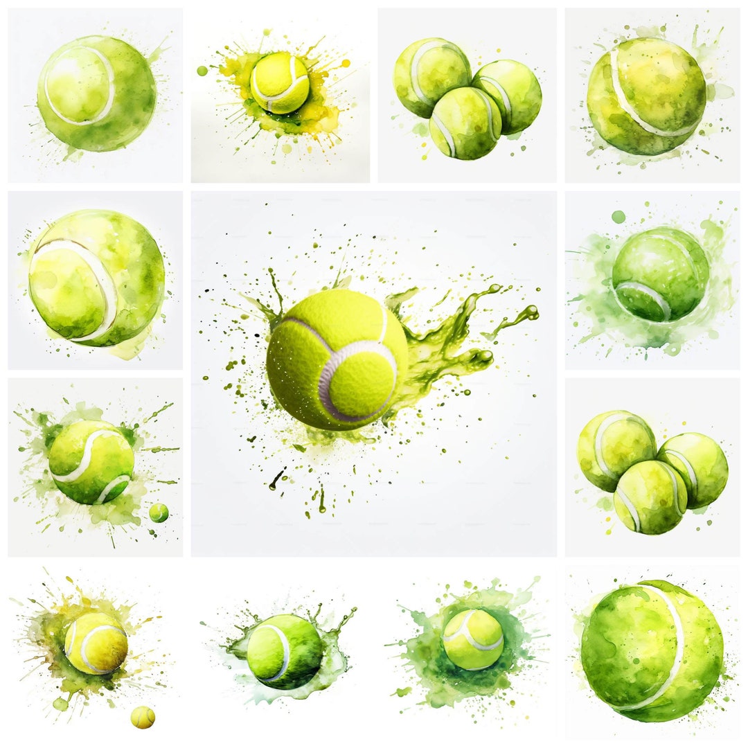 29 Tennis Ball PNG Clipart, Watercolor Yellow Tennis Ball Picture ...