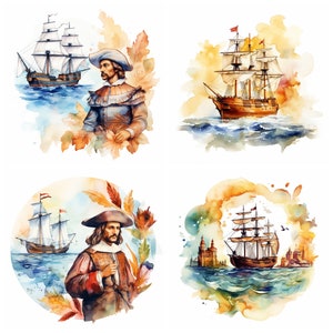 26 Columbus Day PNG Clipart, Watercolor Christopher Columbus ...