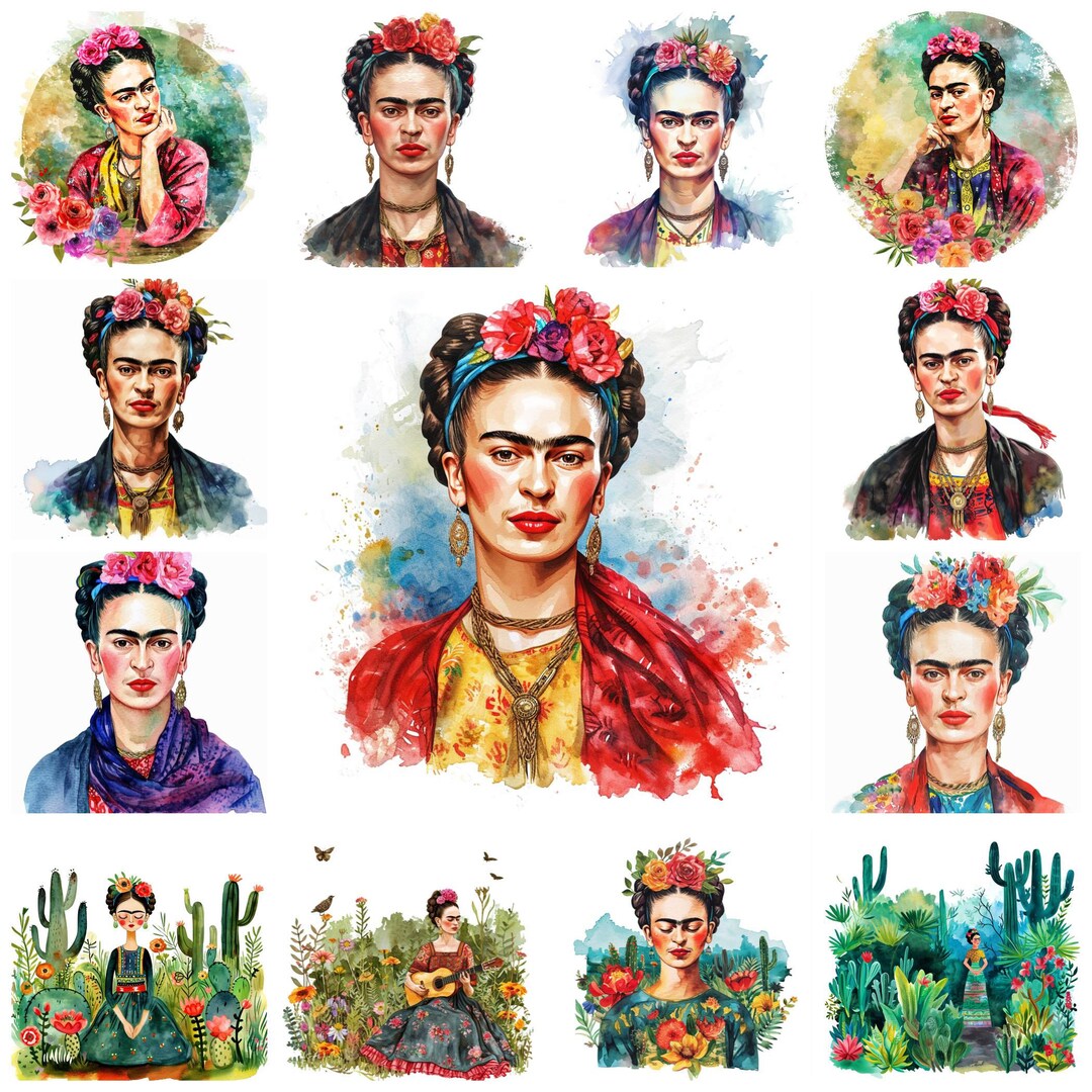 Buy 23 Frida Kahlo PNG Clipart, Watercolor Kahlo's Self-portrait Image ...