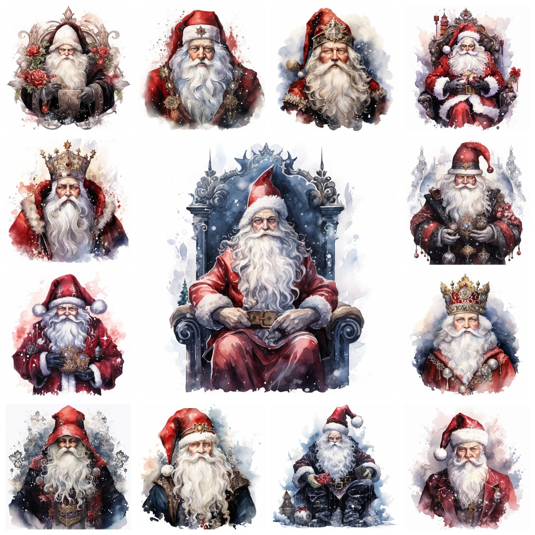 41 Gothic Santa Claus Riding Carriage PNG Clipart, Watercolor Christmas ...