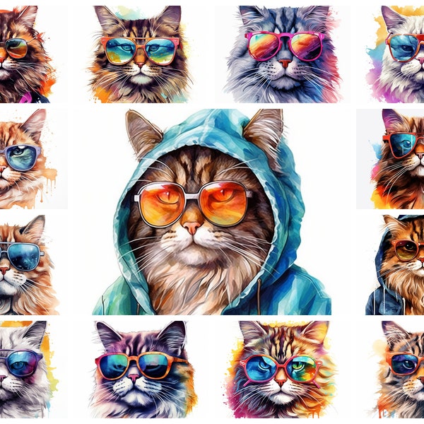 Watercolor Cat - Etsy