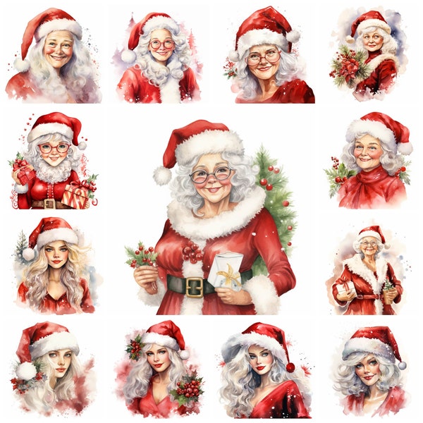 Mrs Claus Illustration Clipart - Etsy