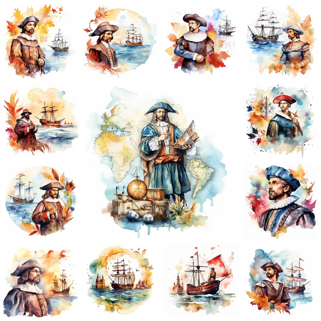 26 Columbus Day PNG Clipart, Watercolor Christopher Columbus ...