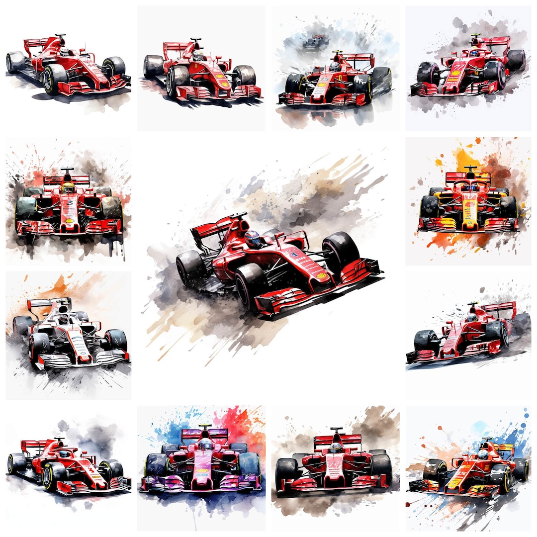 43 Formula 1 Race Car PNG Clipart, Watercolor F1 Snapshot PNG Bundle ...
