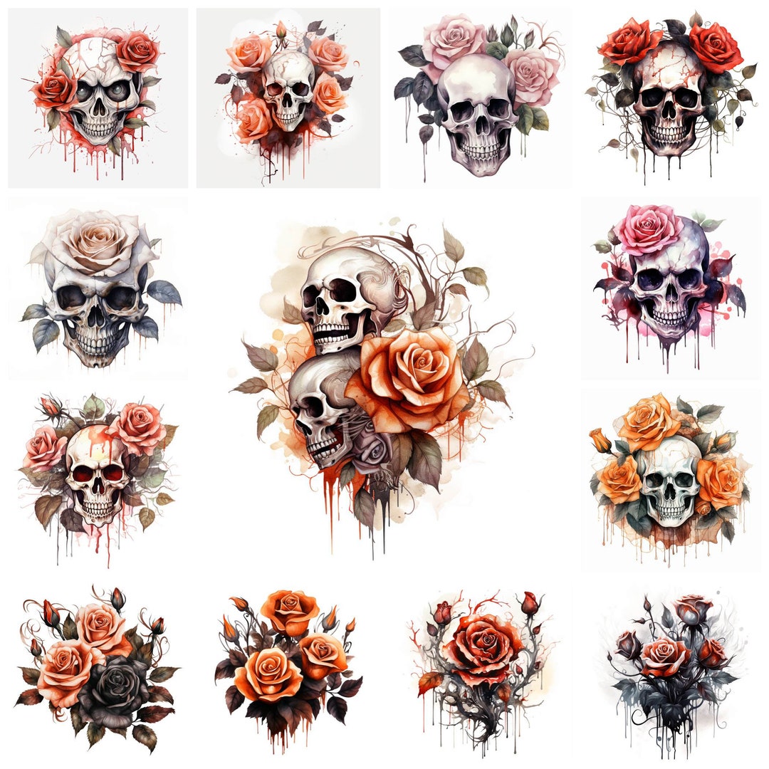 42 Spooky Rose PNG Clipart, Watercolor Spooky Halloween Rose Images ...