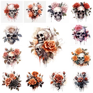 42 Spooky Rose PNG Clipart, Watercolor Spooky Halloween Rose Images ...